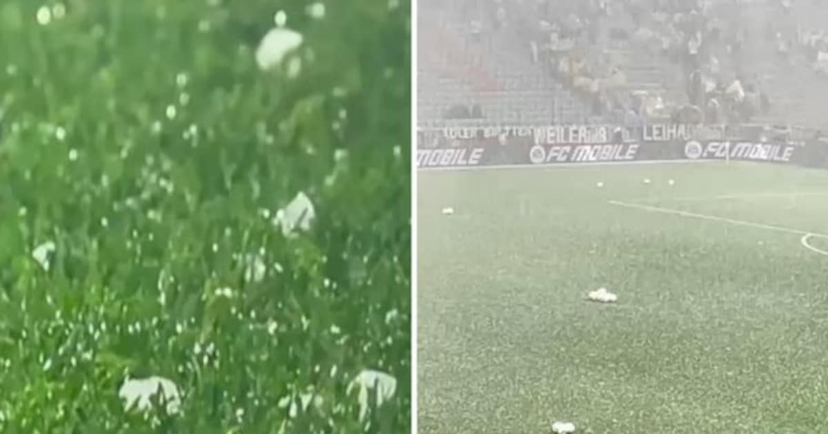 Kurz Vor Nations-league-spiel: Rasen In Allianzarena Mit Weißem Hagel